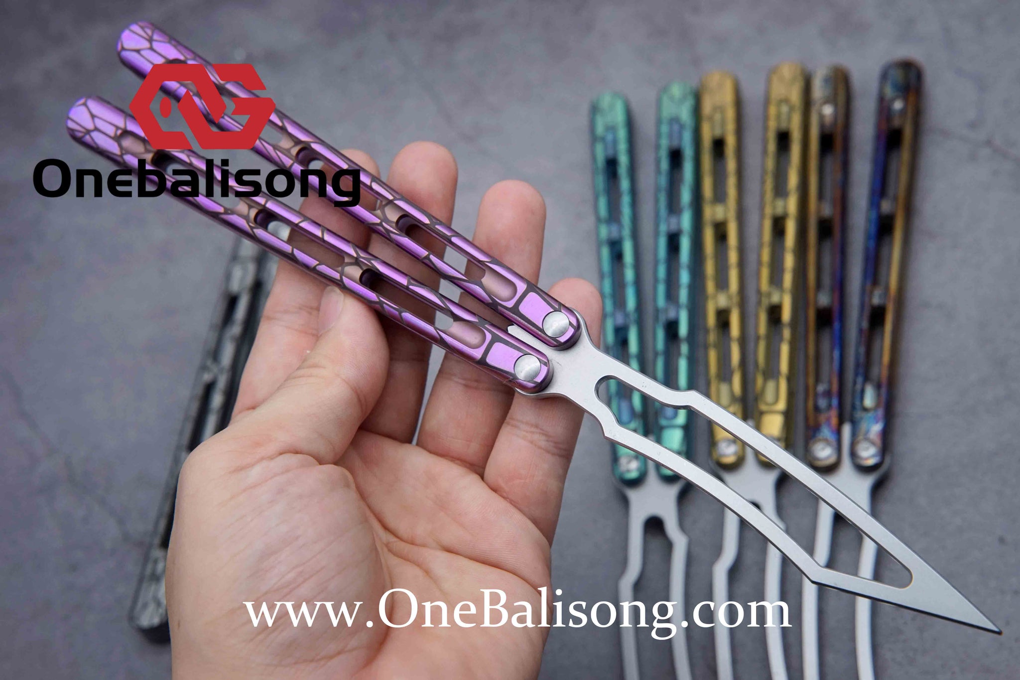 theone viper clone Titanium handle Damascus blade bushing One-piece st ...