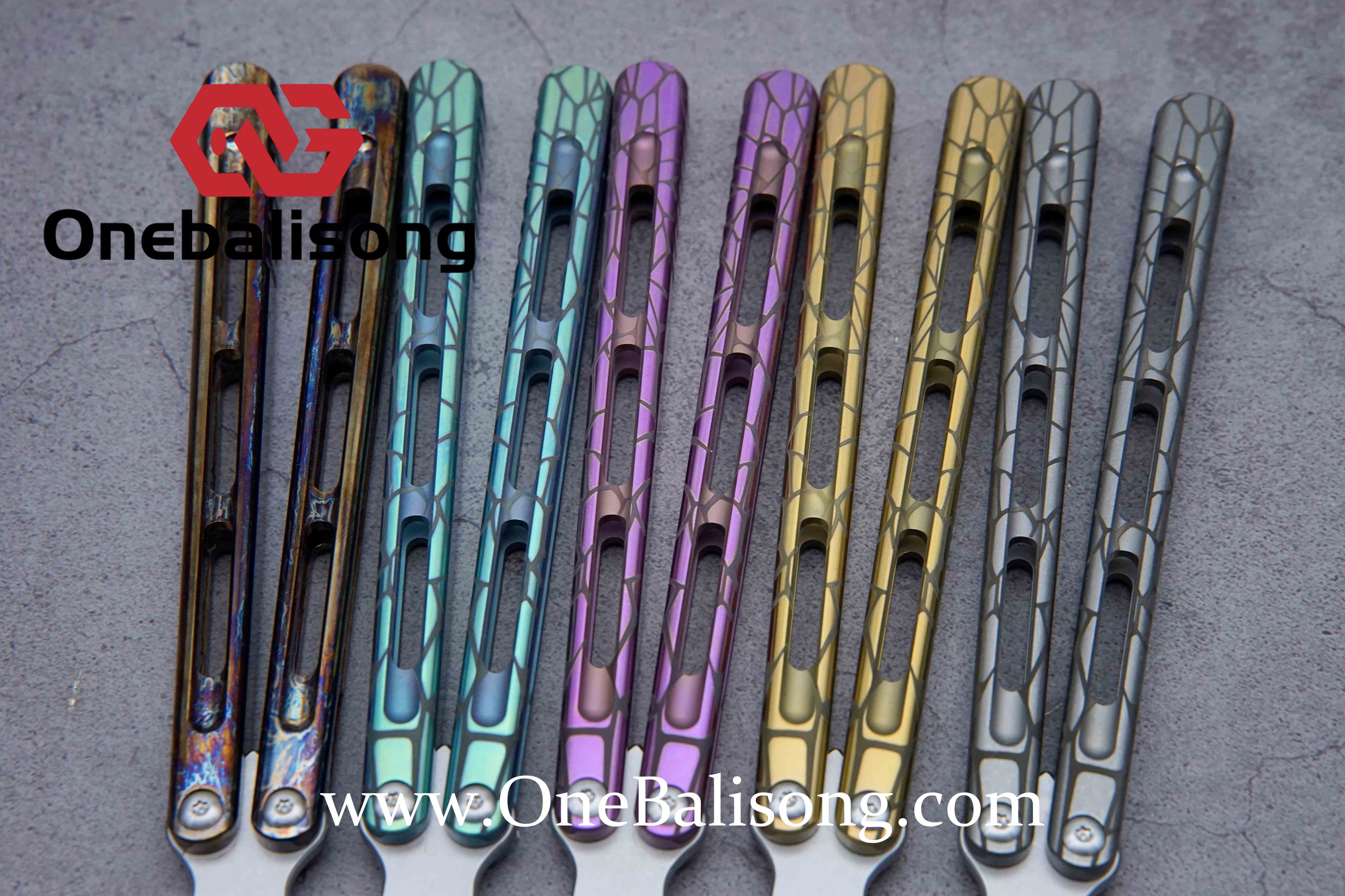 theone viper clone Titanium handle Damascus blade bushing One-piece st ...