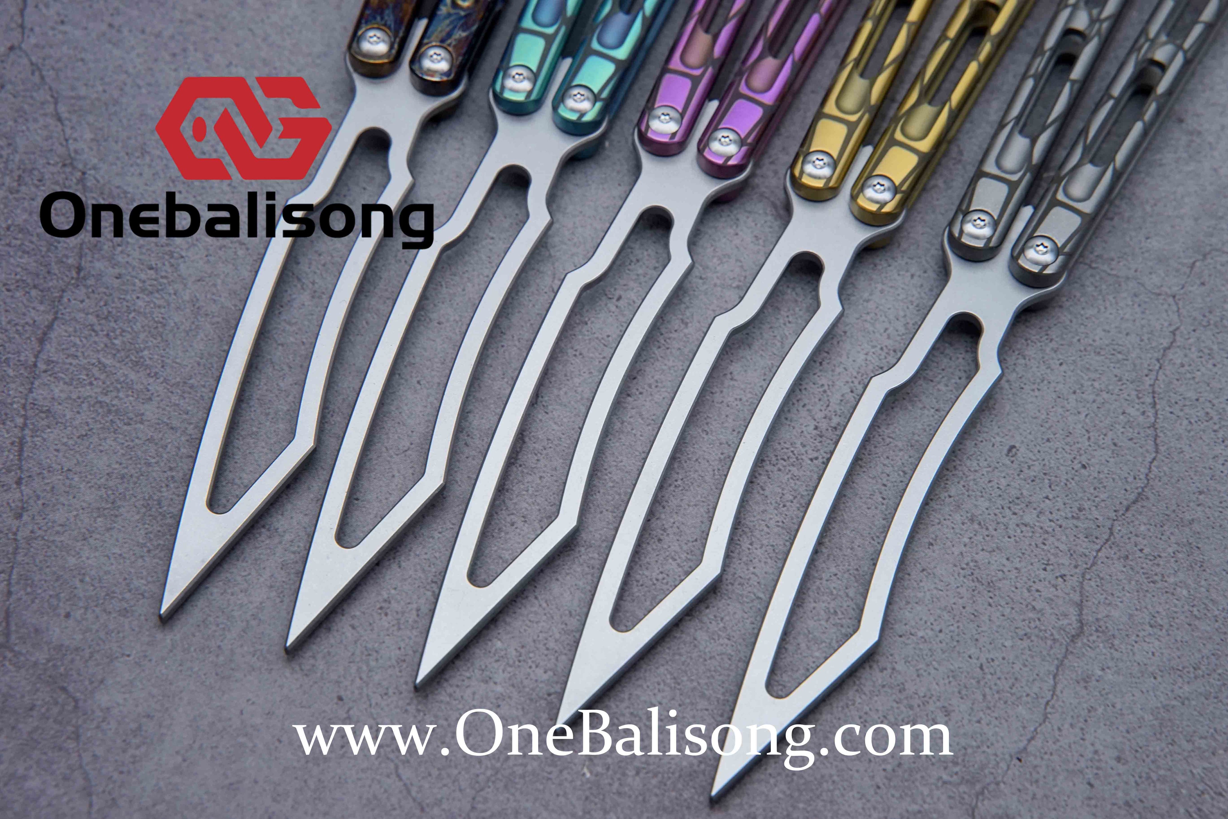 theone viper clone Titanium handle Damascus blade bushing One-piece st ...