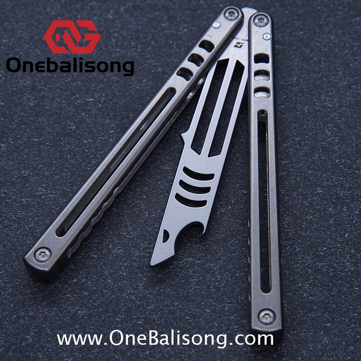 Armed Shark Mako Balisong Clone Titanium Handle Stainless Steel Traini ...