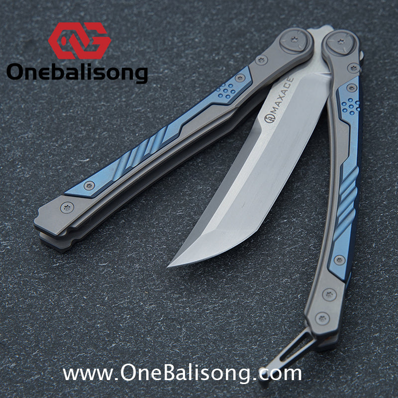 Maxace Duke II Titanium Handle Bailu M390 Blade Double row ball bearin ...